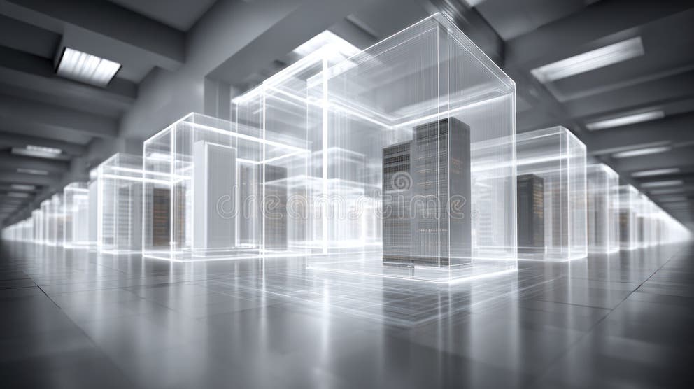 Cloud Computing Concept with Servers in Futuristic Data Center Showing ...