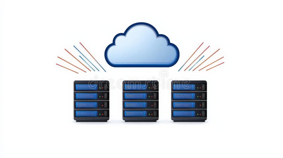 Cloud Computing Concept with Servers and Symbols Representing Storage ...
