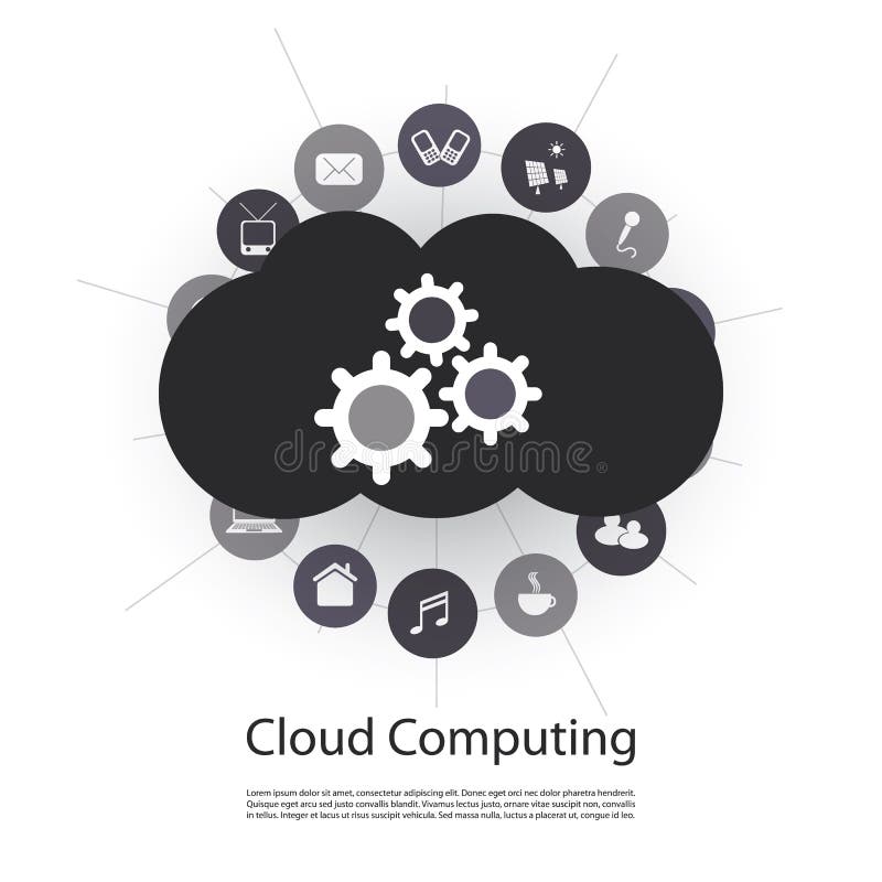 Cloud Computing Concept, Cloud Shaped Design with Cogwheels Inside ...