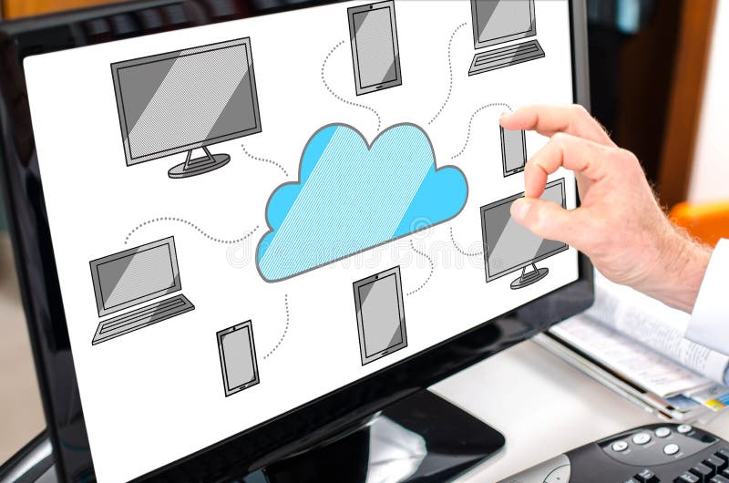 Cloud Computing Concept on a Computer Monitor Stock Photo - Image of ...