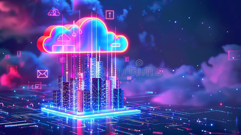 Cloud computing concept stock illustration. Illustration of artificial ...