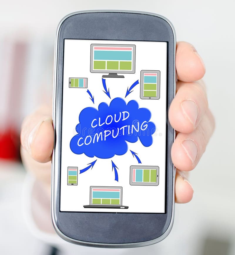 Cloud Computing Concept on a Smartphone Stock Image - Image of held ...