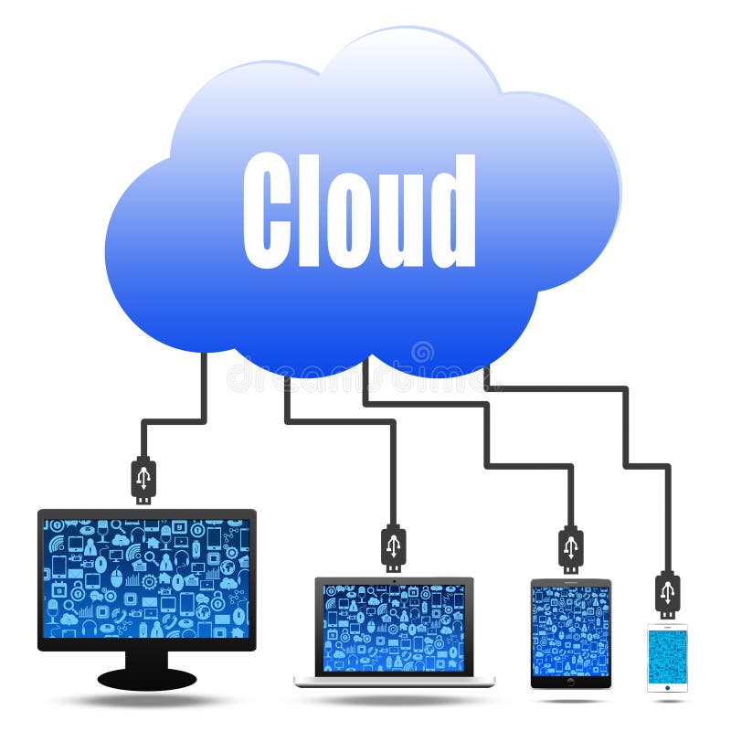 Cloud Computing Concept with Social Stock Illustration - Illustration ...