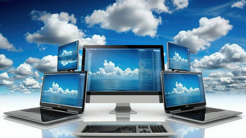 Cloud Computing Concept. Software As a Service. Communication Network ...