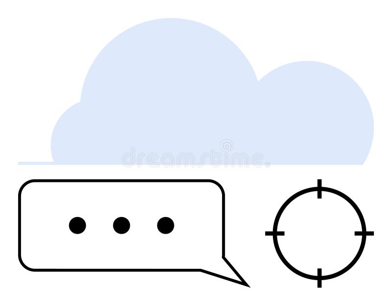 Cloud Computing Concept with Speech Bubble and Crosshair Elements Representing Communication and ...