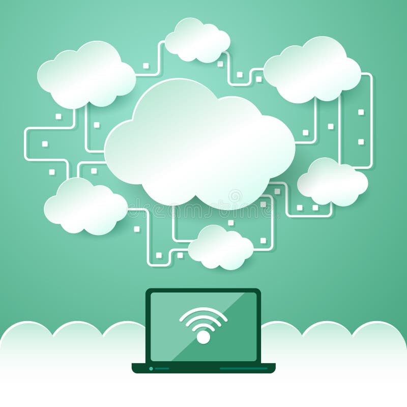 Network Clouds with Infographic Elements and Icons Stock Vector ...