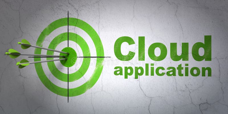 Cloud Computing Concept: Target and Cloud Application on Wall ...