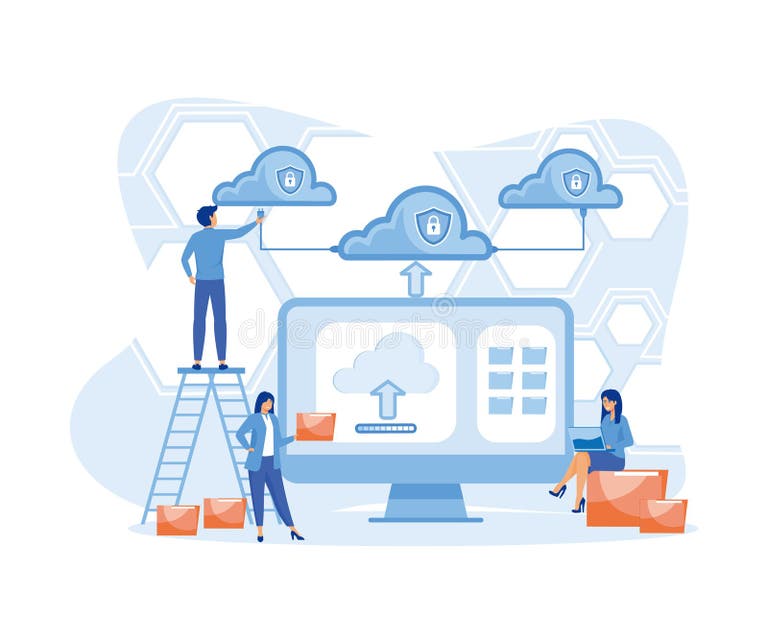 Cloud Computing Concept. Team Administrator and Developer Working with ...