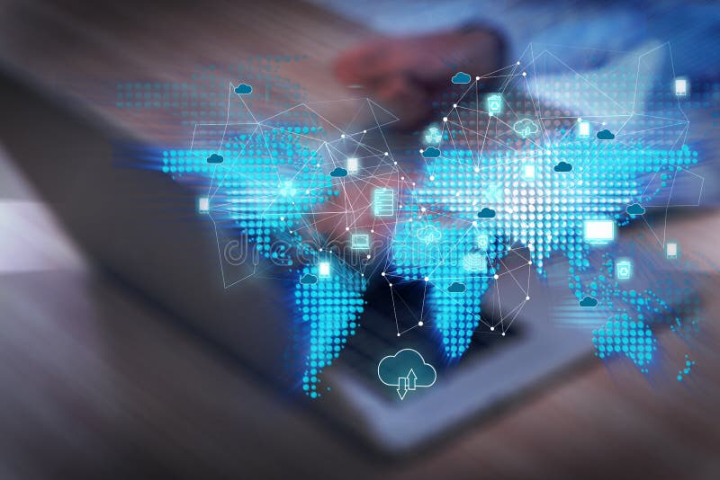 The Cloud Computing Concept in Technology Collage Stock Image - Image ...