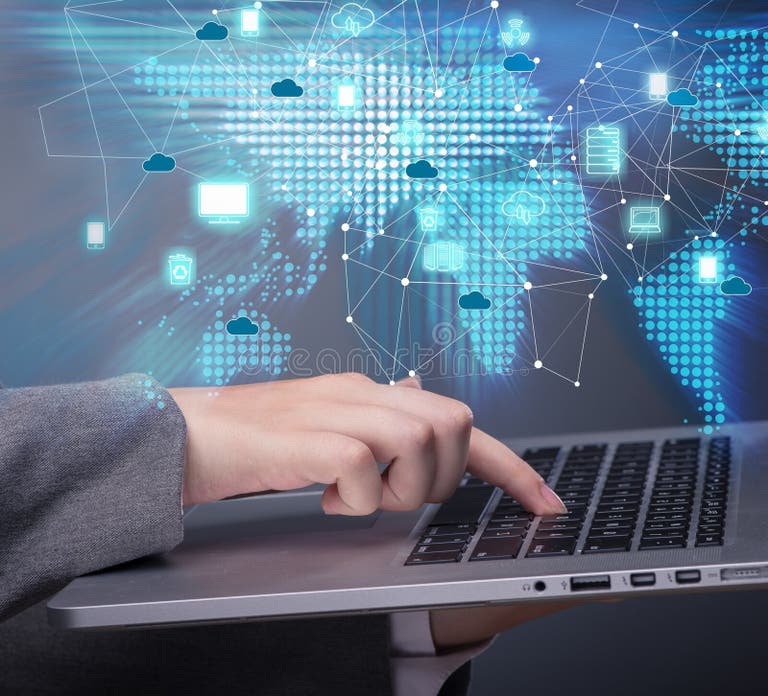 Cloud Computing Concept in Technology Collage Stock Photo - Image of ...