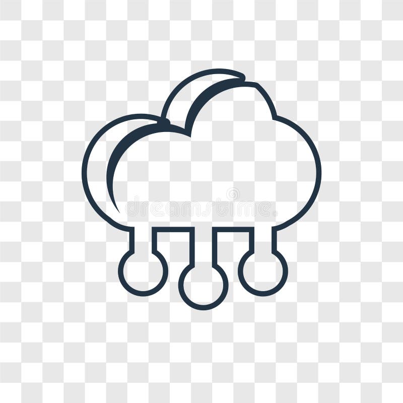 Cloud Computing Concept Vector Linear Icon Isolated on Transparent ...
