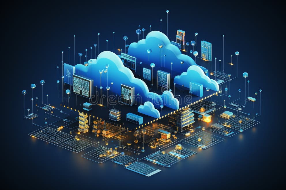 Cloud Computing Concept, Where Data and Information Seamlessly Flow and Interact within a ...