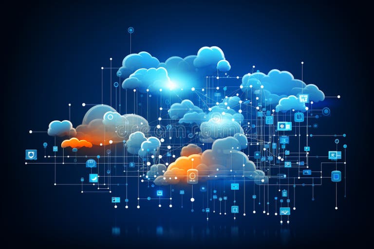 Cloud Computing Concept, Where Data and Information Seamlessly Flow and Interact within a ...