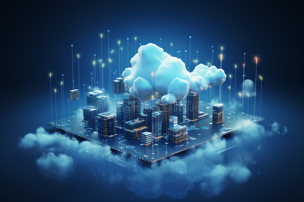 Cloud Computing Concept Where Data And Information Seamlessly Flow And Interact Within A