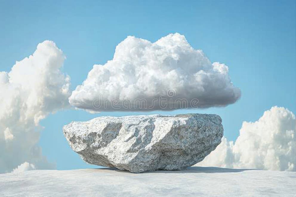 Cloud Computing Concept, White Cloud Levitating Over a Rock Stock ...