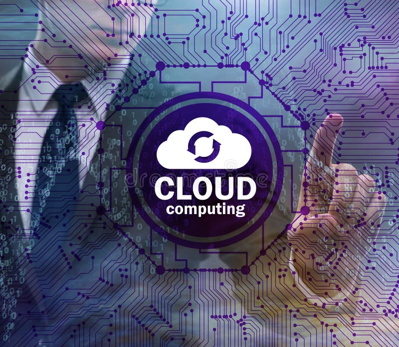 Cloud Computing Concept with Woman Pressing Buttons Stock Image - Image ...