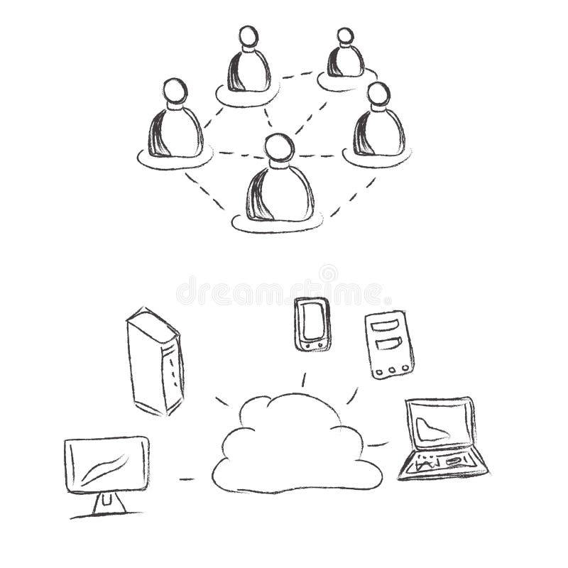 Cloud, Computing, Conception, Sketch Stock Vector - Illustration of ...