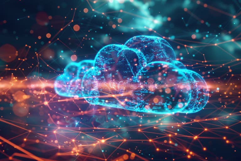 Cloud Computing Concepts Visualized through Interconnected Digital Data ...