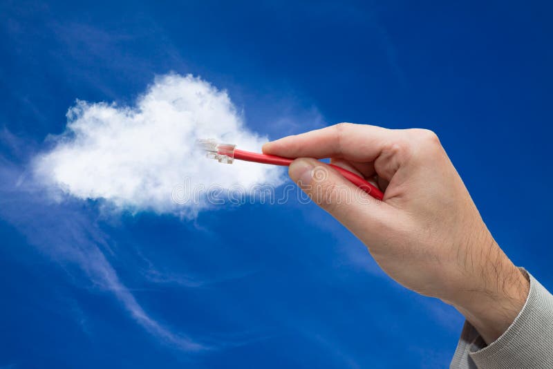 Cloud Computing Connecting Ethernet Cable. Stock Photo - Image of ...