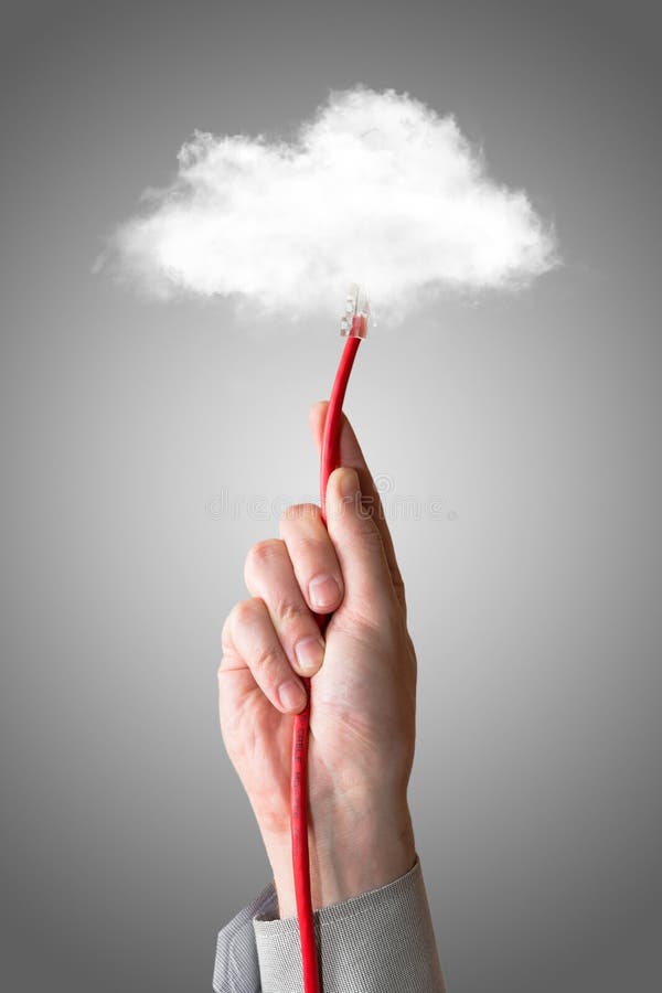 Cloud Computing Connecting Ethernet Cable. Stock Image - Image of ...