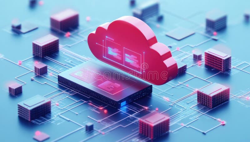 Cloud Computing Connecting Servers on Motherboard Circuit Board Stock ...