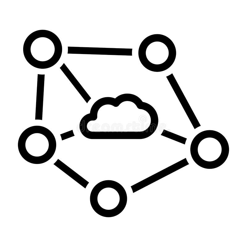 Cloud Computing, Connection, Network Icon. Black Vector Sketch. Stock ...