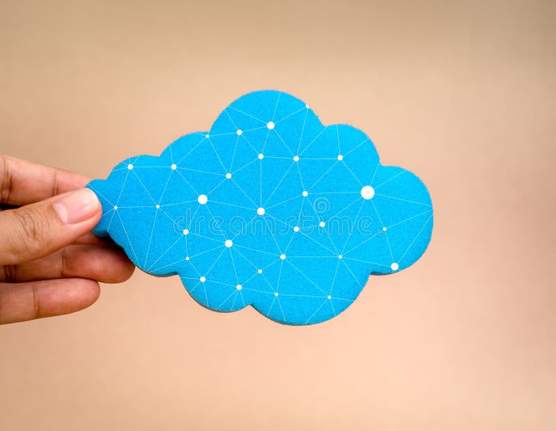 Cloud Computing Connection, Network Security Technology Concept. Blue ...