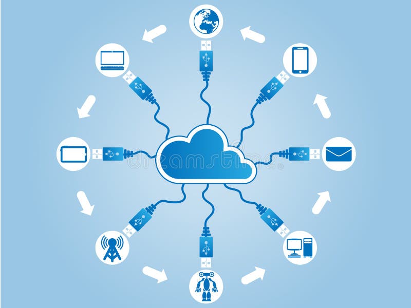 Cloud Computing Connection World Usb Stock Vector - Illustration of ...