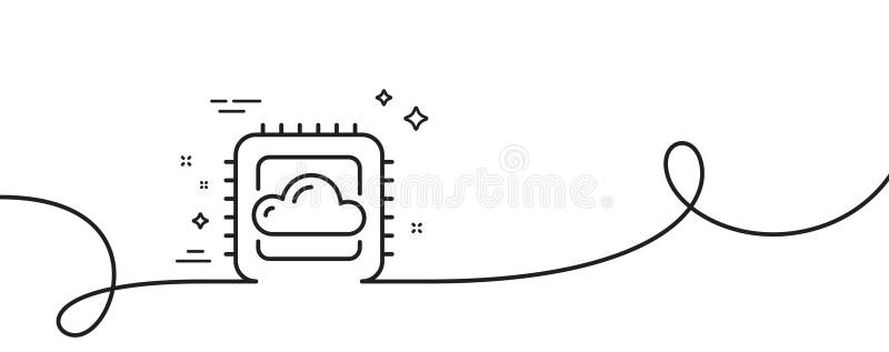 Cloud Computing Cpu Line Icon Internet Data Storage Sign Continuous