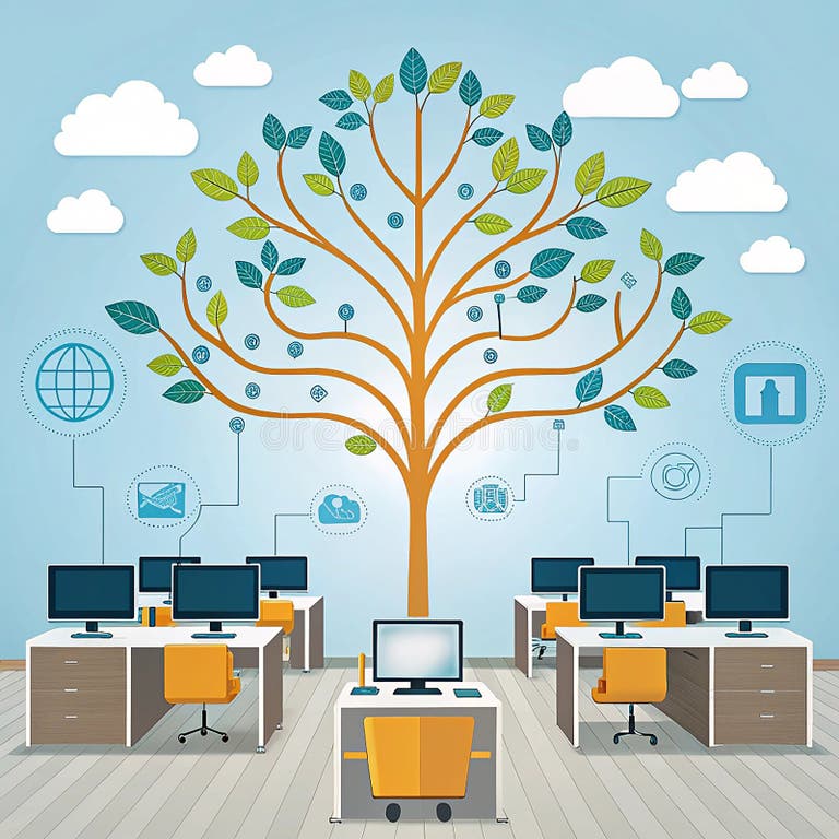 Cloud Computing Creative Data Tree Concept Stock Illustration ...