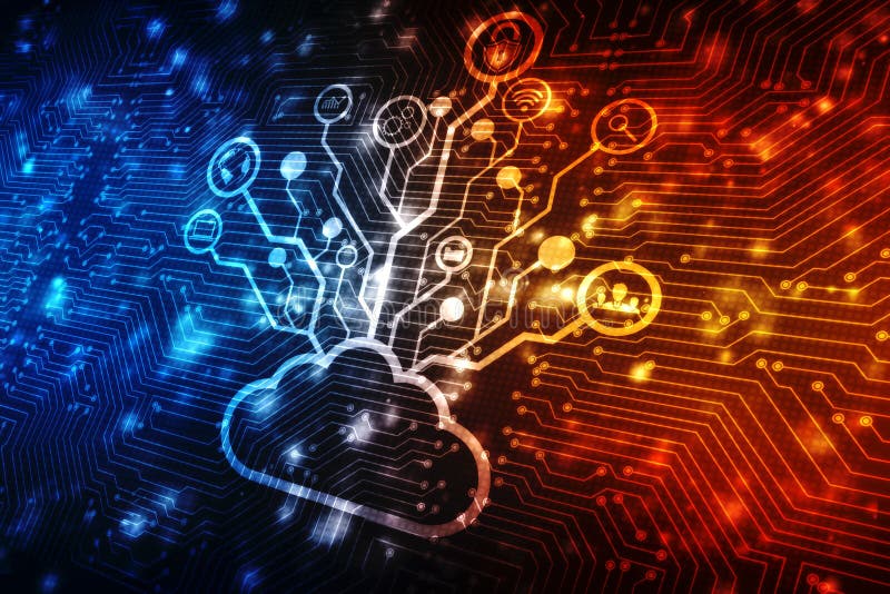 Cloud Computing, Cyber Technology Background, Internet Data Storage, Database and Mobile Server ...