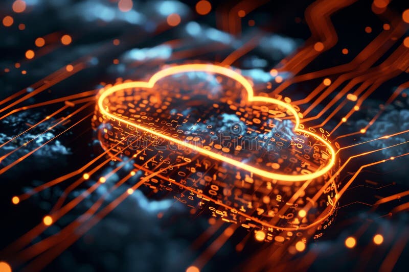 Cloud Computing and Cybersecurity Concept. Cloud with Binary Code, Abstract Technology ...