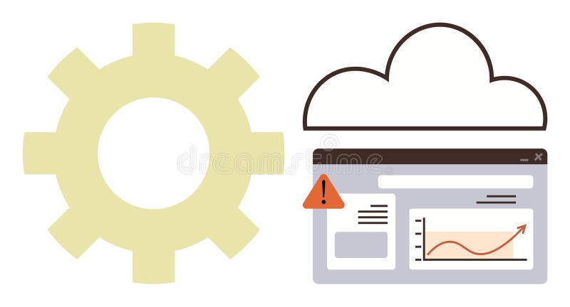 Cloud Computing Dashboard with Gear and Warning Alert for Data Analysis Stock Illustration ...
