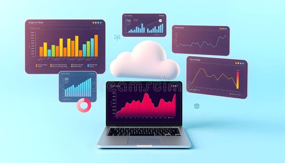 Cloud Computing and Data Analysis: Visualizing Business Intelligence Stock Illustration ...