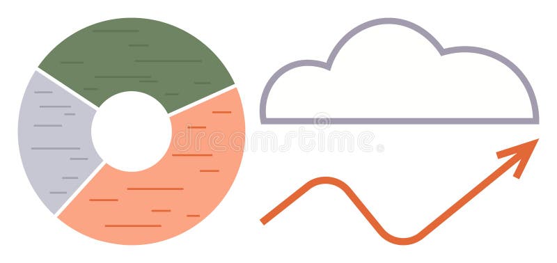 Cloud Computing and Data Analytics Growth Represented by Chart and Cloud Icon Stock Illustration ...