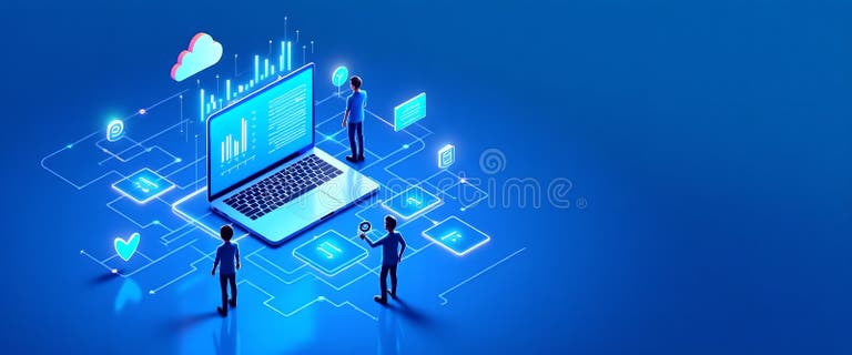 Cloud Computing Data Analytics on Laptop with Business Team and Digital ...