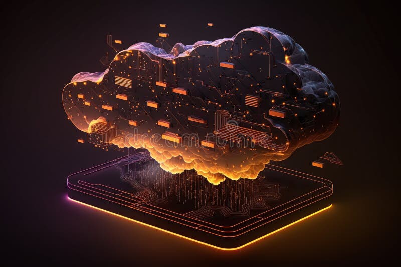 Cloud Computing Data Base Technology, Created with Generative AI Technology Stock Illustration ...