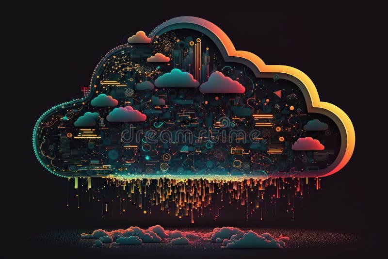 Cloud Computing Data Base Technology, Created with Generative AI Technology Stock Image - Image ...