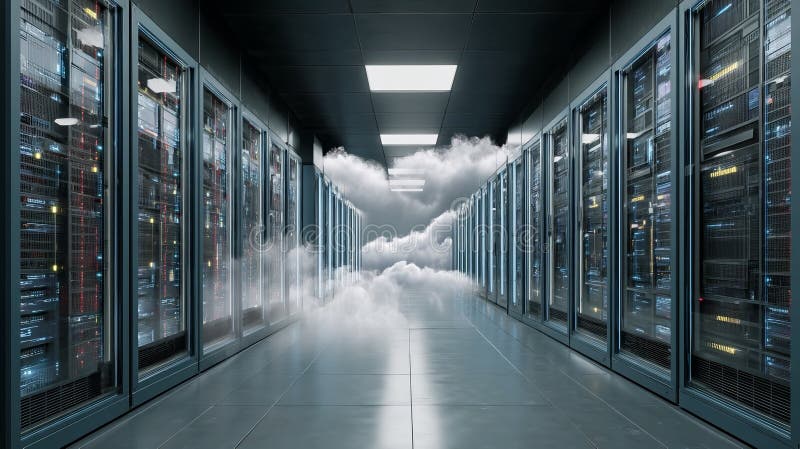 Cloud Computing Data Center: a Futuristic Tech Infrastructure Stock Illustration - Illustration ...