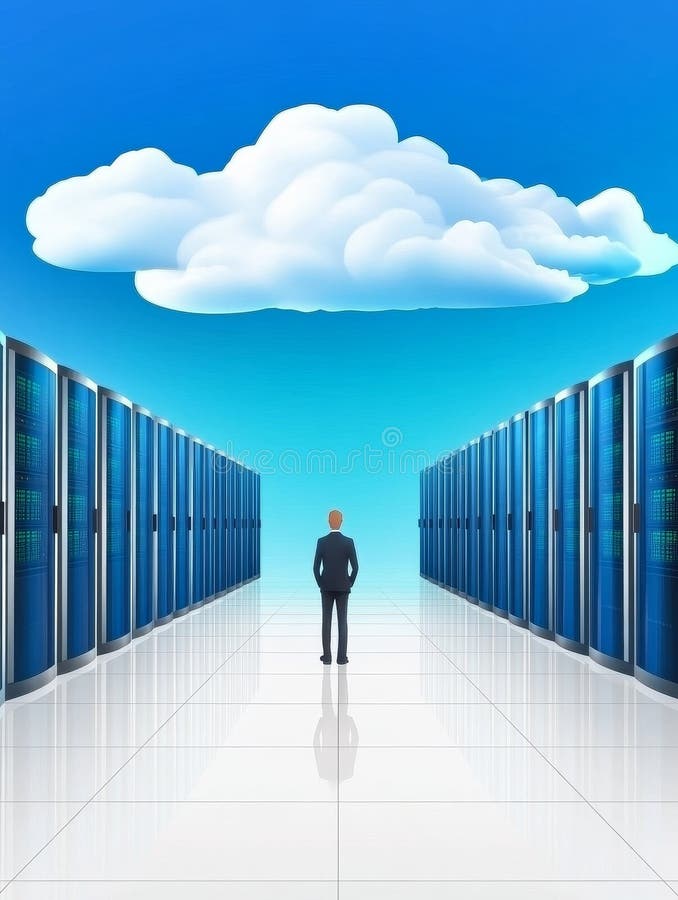 Modern Data Center Server Room Image of a Modern Data Center with Server Racks and Cloud ...