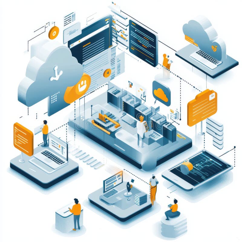 Cloud Computing Data Center Network Technology Tework Aislado En Fondo Blanco Stock de ...