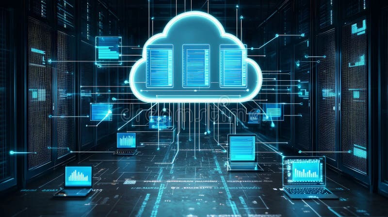 Cloud Computing Data Center Server Network Stock Image - Image of scale ...