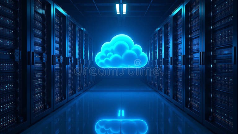 Cloud Computing Data Center Server Room Stock Illustration - Illustration of computer ...