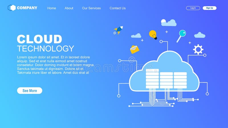 Cloud Computing. Data in Database on Cloud Services Stock Vector ...