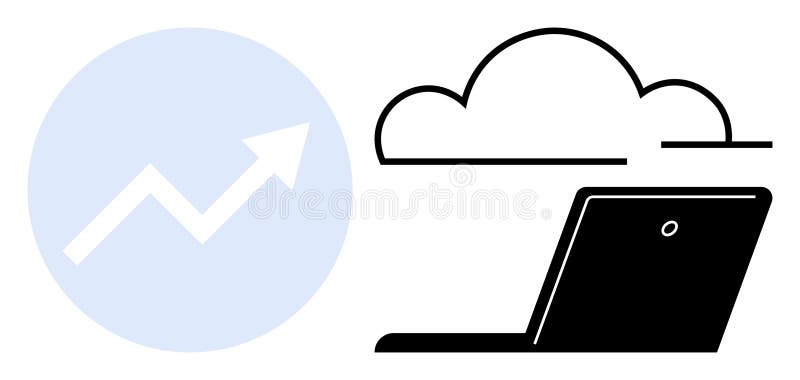 Cloud Computing with Data Growth and Laptop for Online Connectivity Stock Illustration ...