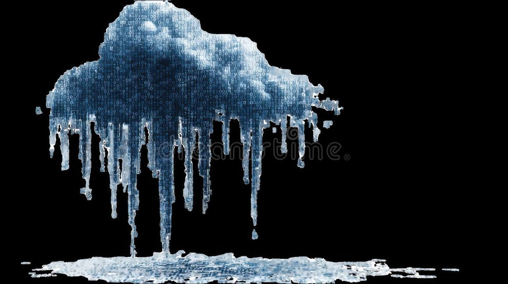 Cloud Computing Data Leak, Binary Code Melting and Dripping on ...