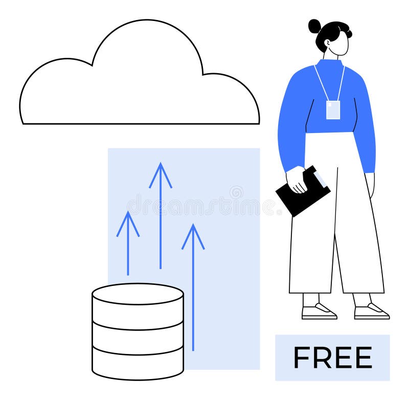 Cloud Computing and Data Management Concept with Free Access Highlight ...