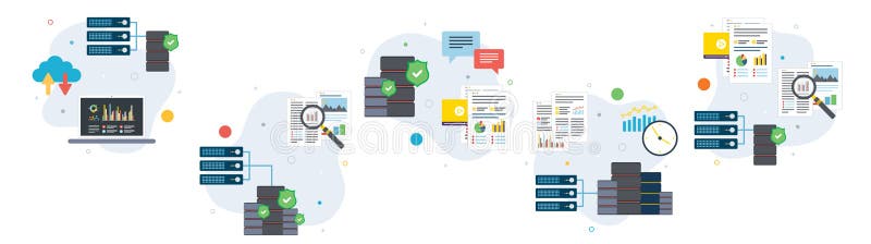 Cloud Computing Data Mining And Data Center Icons Stock Vector Illustration Of Analysis