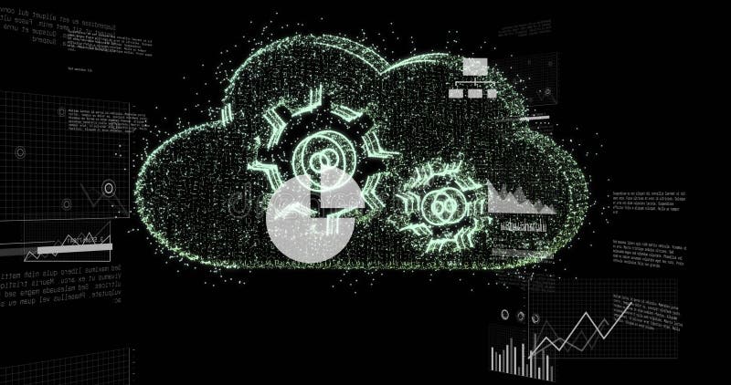 Cloud Computing and Data Processing Animation Over Digital Graphs and ...