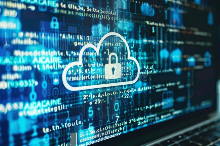 Cloud Computing, Data Security Concept with a Digital Background of ...